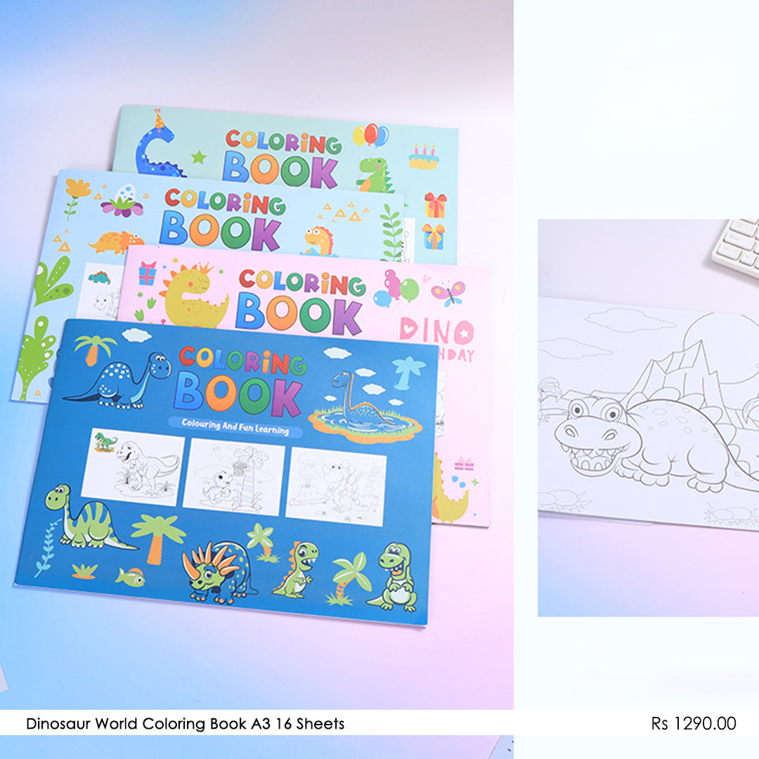 Dinosaur World Coloring Book A3 16 Sheets – NICKNACK-SL