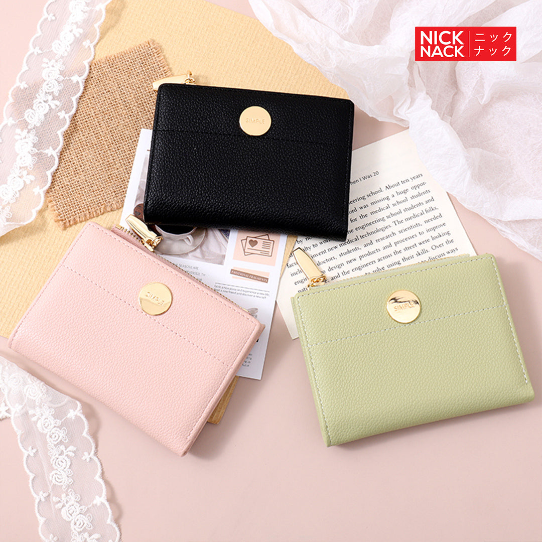 Simple Texture Round Label Bifold Women's Purse – NICKNACK-SL